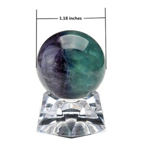 Jovivi 1.2"(30mm) Natural Fluorite Healing Crystal Ball Gemstone Sphere Divination Sculpture Figurine with Acrylic Stand for Decorative