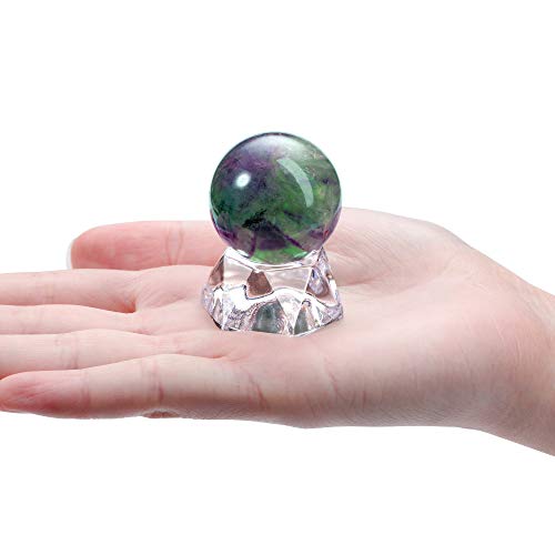 Jovivi 1.2"(30mm) Natural Fluorite Healing Crystal Ball Gemstone Sphere Divination Sculpture Figurine with Acrylic Stand for Decorative