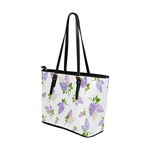 InterestPrint B-ranches of Lilac Flower Fashion Women's PU Leather HandBags Ladies Shoulder Bags Tote Bags