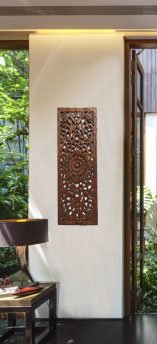 Asiana Home Decor Large Carved Wood Wall Panel. Floral Wood Carved Wall Decor. Size 35.5"x13.5"x0.5" (Brown)