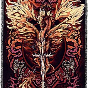 Pure Country Weavers Flame Blade Blanket by Ruth Thompson - Gift Fantasy Dragon Tapestry Throw Woven from Cotton - Made in The USA (72x54)