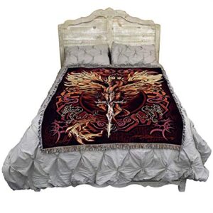 Pure Country Weavers Flame Blade Blanket by Ruth Thompson - Gift Fantasy Dragon Tapestry Throw Woven from Cotton - Made in The USA (72x54)