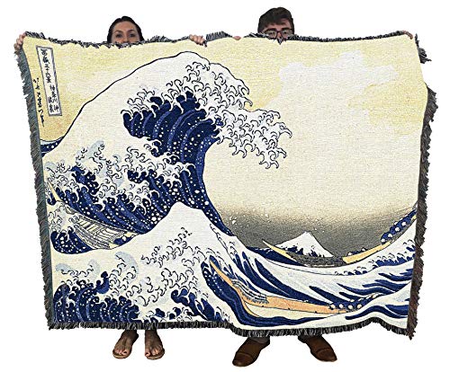 Pure Country Weavers Great Wave of Kanagawa Blanket by Katsushika Hokusai - Fine Art Gift Tapestry Throw Woven from Cotton - Made in The USA (72x54)