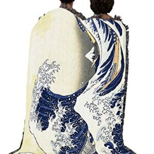 Pure Country Weavers Great Wave of Kanagawa Blanket by Katsushika Hokusai - Fine Art Gift Tapestry Throw Woven from Cotton - Made in The USA (72x54)