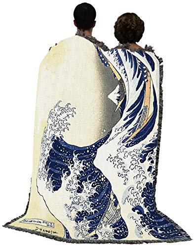 Pure Country Weavers Great Wave of Kanagawa Blanket by Katsushika Hokusai - Fine Art Gift Tapestry Throw Woven from Cotton - Made in The USA (72x54)