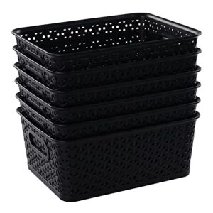 kekow 6-pack black plastic storage basket, 9.92″ l x 7.56″ w x 4″ h