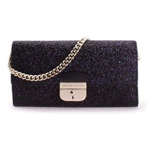 kate spade new york sunset lane milou black glitter clutch evening bag handbag