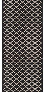 SAFAVIEH Courtyard Collection 2'3" x 8' Black/Beige CY6919 Trellis Indoor/ Outdoor-Waterproof Easy-Cleaning Patio Backyard Mudroom Runner-Rug