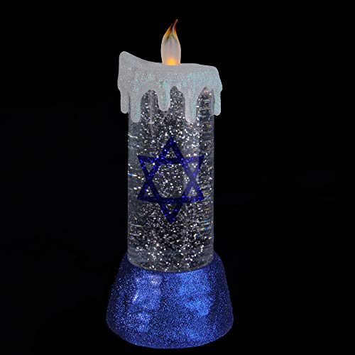 Melrose 13" Blue and White Battery Operated Star of David LED Hanukkah Candle