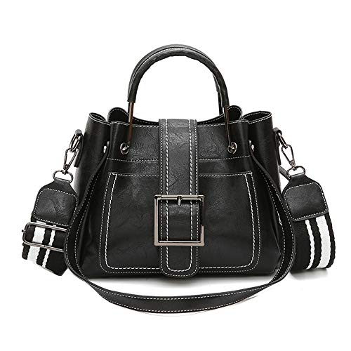 Womens Handbag Large Capacity, PU Leather Satchel Purse, Tote Crossbody Shoulder Bag Black