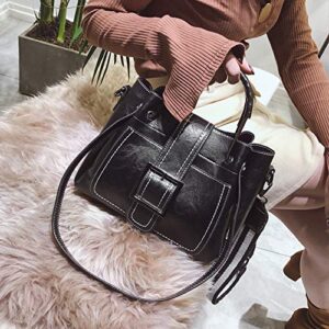 Womens Handbag Large Capacity, PU Leather Satchel Purse, Tote Crossbody Shoulder Bag Black