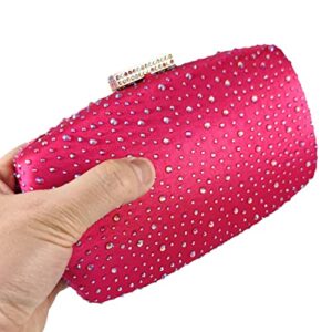 Boutique De FGG Fuchsia Women's Evening Handbags Wedding Party Crystal Clutch Purses Bridal Rhinestone Bags