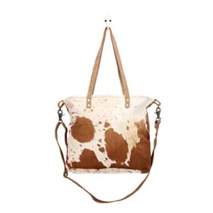 Myra Bag Camel Upcycled Canvas & Cowhide Tote Bag S-1465