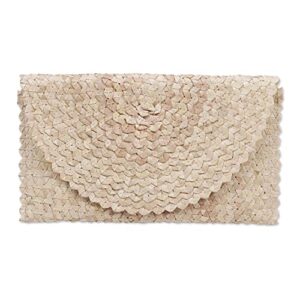 handmade trance in ivory – ivory palm leaf clutch handbag, polyester lining with magnetic closure, zippered interior pocket, clutch bag for women woven purse summer beach, christmas gifts for women