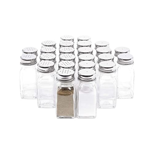 24 Pack Glass Salt and Pepper Shakers Bulk Set, Spice Containers for Restaurant (2 oz)