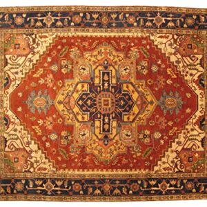 EORC, LLC Rust Hand-Knotted Wool Traditional Oriental Serapi Rug, 9' x 12'