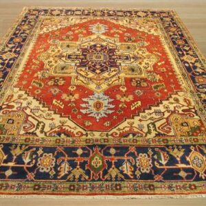 EORC, LLC Rust Hand-Knotted Wool Traditional Oriental Serapi Rug, 9' x 12'