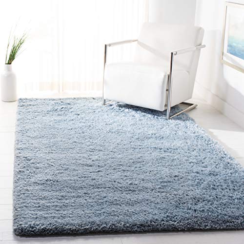 SAFAVIEH Florence Shag Collection 8' x 10' Light Blue SGF412B Handmade Solid 2-inch Thick Area Rug