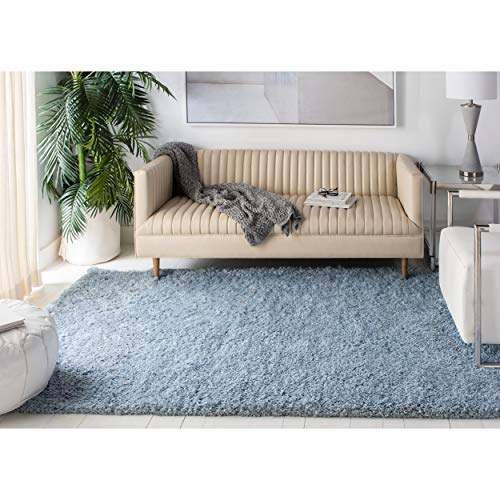 SAFAVIEH Florence Shag Collection 8' x 10' Light Blue SGF412B Handmade Solid 2-inch Thick Area Rug