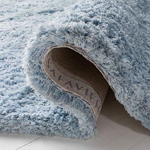 SAFAVIEH Florence Shag Collection 8' x 10' Light Blue SGF412B Handmade Solid 2-inch Thick Area Rug