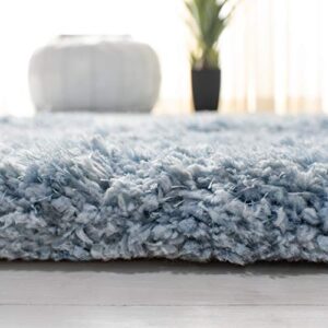 SAFAVIEH Florence Shag Collection 8' x 10' Light Blue SGF412B Handmade Solid 2-inch Thick Area Rug