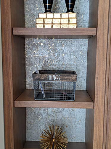 Rae Dunn by Designstyles Wire Storage Basket – Metal and Solid Wood Organizer – Decorative Folder Bin - for Office, Bedroom, Living Room, Closet and More