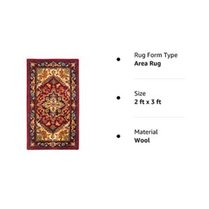 SAFAVIEH Heritage Collection 2' x 3' Red HG625A Handmade Traditional Oriental Premium Wool Accent Rug