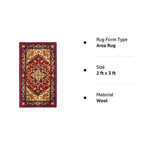 SAFAVIEH Heritage Collection 2' x 3' Red HG625A Handmade Traditional Oriental Premium Wool Accent Rug