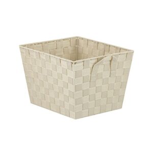 home basics pb49144 non-woven strap bin, medium, ivory