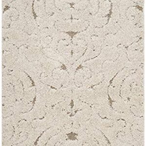 SAFAVIEH Florida Shag Collection 3'3" x 5'3" Cream/Beige SG467 Scroll Non-Shedding Living Room Bedroom Dining Room Entryway Plush 1.2-inch Thick Area Rug