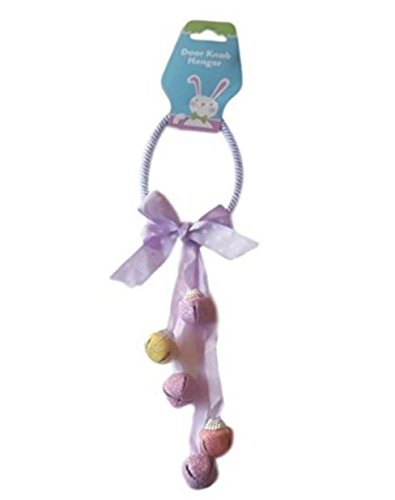 Egg-Shaped Pastel Easter Door Knob Hangers with Bells, 2-12inch Set, 1 Blue and