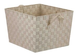 home basics pb49150 non-woven strap bin, x-large, ivory