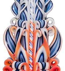 Orange Blue White Carved Candles 6" Eco Friendly Materials Unscented for Stress Relief Decoration Friend