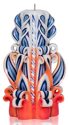 Orange Blue White Carved Candles 6" Eco Friendly Materials Unscented for Stress Relief Decoration Friend