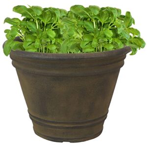 sunnydaze franklin flower pot planter – outdoor/indoor unbreakable polyresin – uv-resistant sable finish – single – large 20-inch diameter