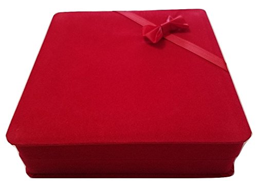 JM Future Velvet Set Gift Box for Jewelry, Necklace/Earring/Bracelet, X-Large, Red