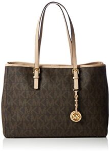 michael kors jet set large signature travel brown tote handbag 30t3gtvt7b-200