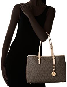 Michael Kors Jet Set Large Signature Travel Brown Tote Handbag 30T3GTVT7B-200