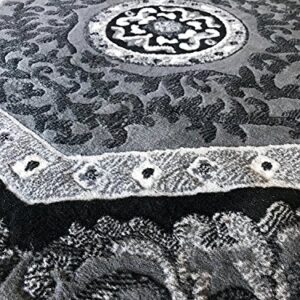 Carpet King Traditional Persian Oriental Octagon Area Rug Grey Black Silver Gray Design 101 ( 7 Feet 3 Inch X 7 Feet 3 Inch )