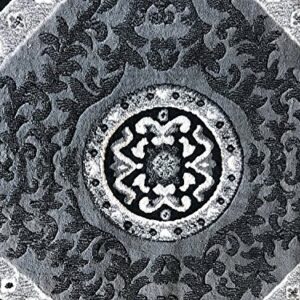 Carpet King Traditional Persian Oriental Octagon Area Rug Grey Black Silver Gray Design 101 ( 7 Feet 3 Inch X 7 Feet 3 Inch )