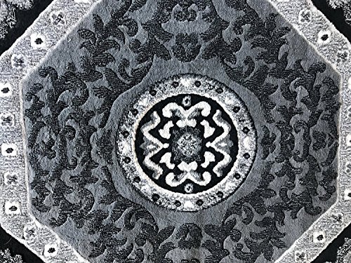 Carpet King Traditional Persian Oriental Octagon Area Rug Grey Black Silver Gray Design 101 ( 7 Feet 3 Inch X 7 Feet 3 Inch )