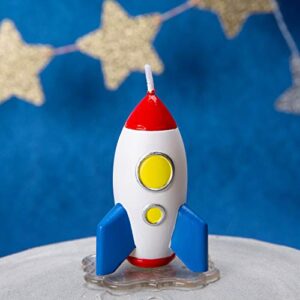 Spaceman Birthday Candle Outer Space Theme Rocket Candle for Birthday Party Childrens Day Baby Shower (Rocket)