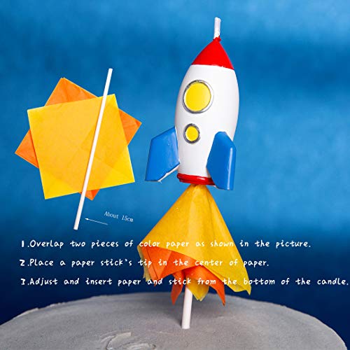 Spaceman Birthday Candle Outer Space Theme Rocket Candle for Birthday Party Childrens Day Baby Shower (Rocket)