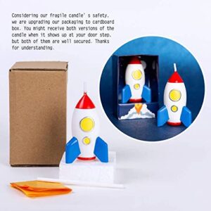 Spaceman Birthday Candle Outer Space Theme Rocket Candle for Birthday Party Childrens Day Baby Shower (Rocket)