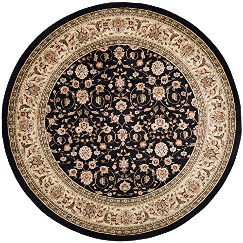 SAFAVIEH Lyndhurst Collection 8' Round Black/Ivory LNH316B Traditional Oriental Non-Shedding Dining Room Entryway Foyer Living Room Bedroom Area Rug