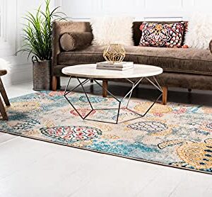 Unique Loom Positano Collection Coastal Modern Turtles Beige Area Rug (5' x 8')