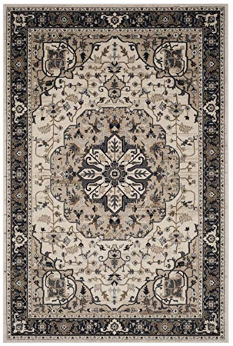 SAFAVIEH Lyndhurst Collection 4' x 6' Cream / Navy LNH334K Traditional Oriental Non-Shedding Living Room Bedroom Accent Rug