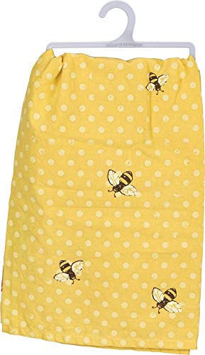 Primitives by Kathy 38310 Charming Kitchen Dish Towel, Bee Happy- Yellow