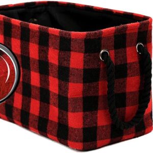 Rectangular Open Storage Baskets Cubes Decorative Home Organizer Containers with Cotton Rope Handles Stylish Storage Solution for Home or Office, Red Black Grid, M