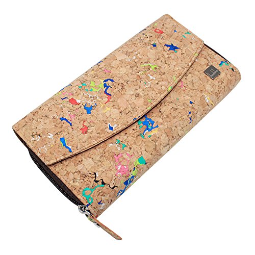 boshiho Natural Cork Wallet - Large Capacity Smart Phone Long Clutch Purse for Women Vegan Gift (Cork 1)